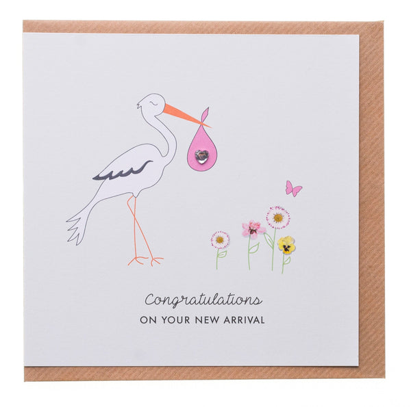 Congratulations On Your New Arrival Card Pink – CottonKids.ie