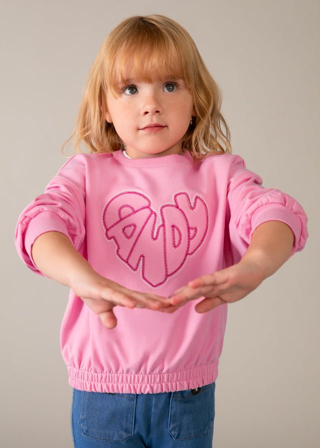 Girls Pink Embroidered Sweatshirt – CottonKids.ie